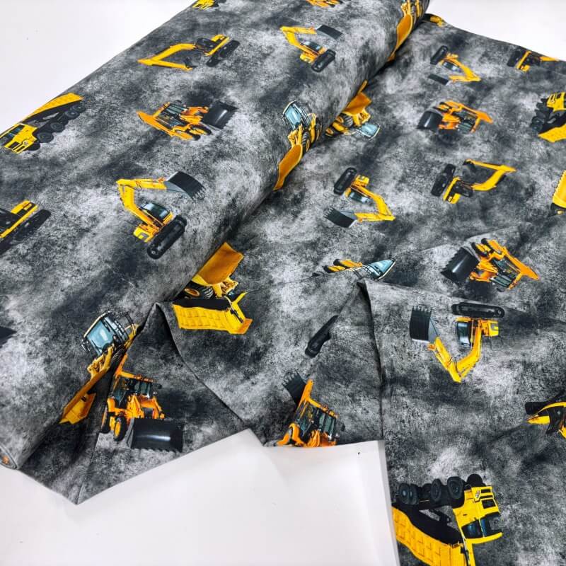 Construction Vehicles Cotton Jersey - The Cheap Shop Tiptree