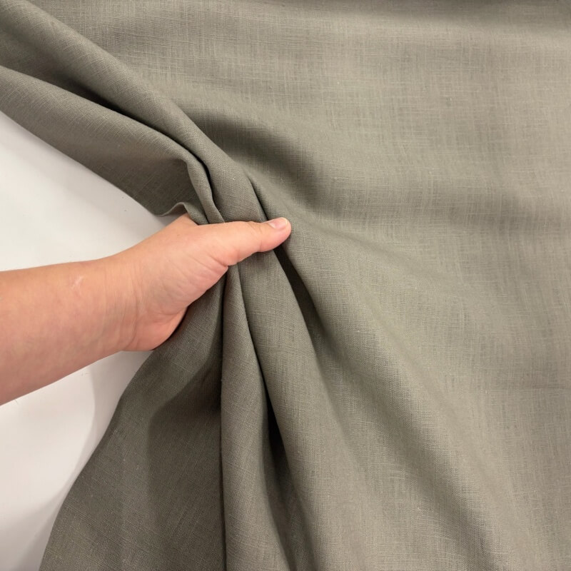 Khaki Linen Natural Dressmaking Fabric - The Cheap Shop Tiptree