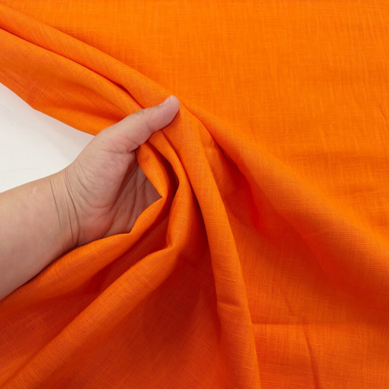 Orange Linen Natural Dressmaking Fabric - The Cheap Shop Tiptree