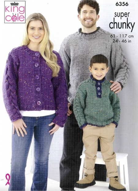 King Cole Sweaters and Cardigan Pattern 6356 - The Cheap Shop Tiptree