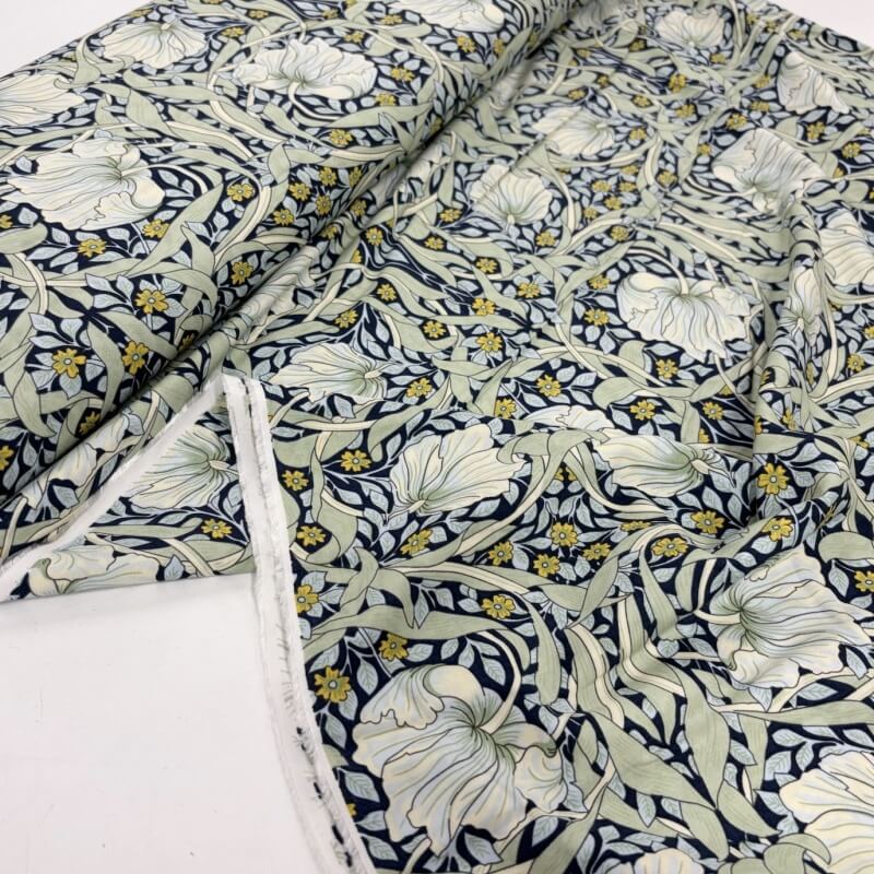 William Morris Pimpernel Sage Viscose Challis - The Cheap Shop Tiptree