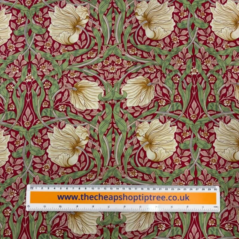 William Morris Pimpernel Red Viscose Challis - The Cheap Shop Tiptree