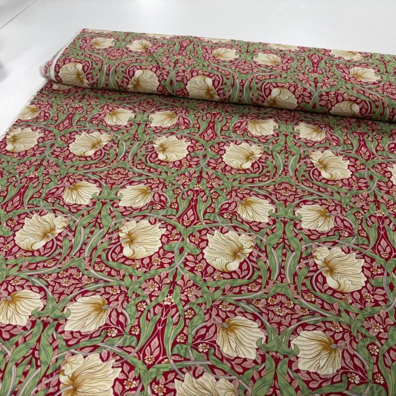 William Morris Pimpernel Red Viscose Challis - The Cheap Shop Tiptree