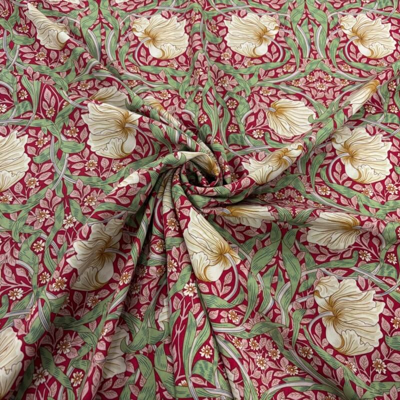 William Morris Pimpernel Red Viscose Challis - The Cheap Shop Tiptree