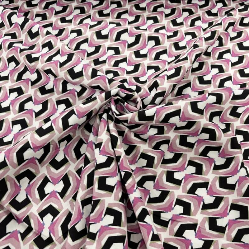 Mauve Geometric Viscose Challis - The Cheap Shop Tiptree