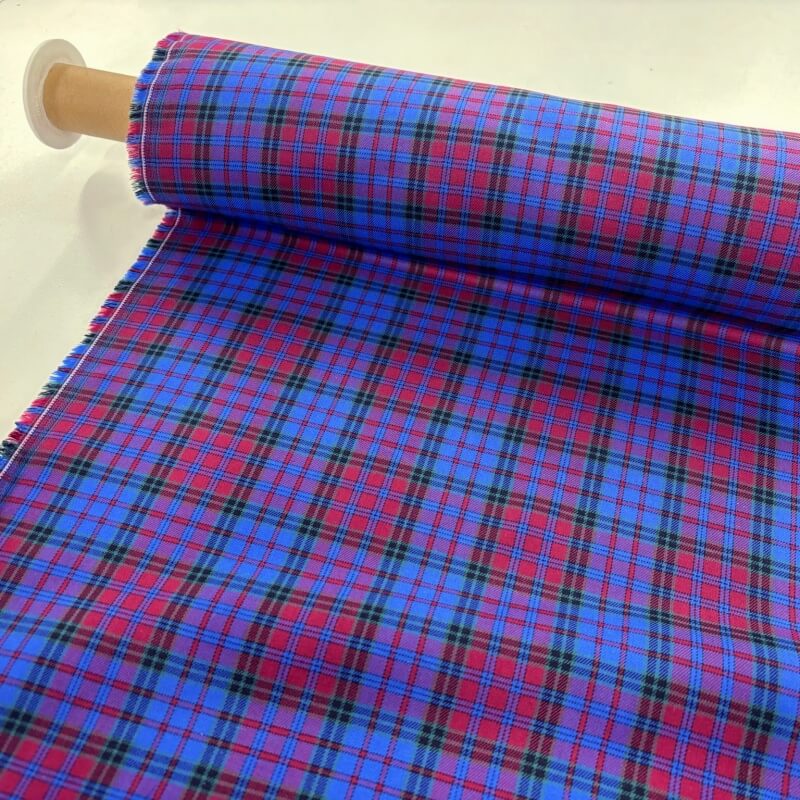 Royal Blue and Wine Cotton Flannel Check - The Cheap Shop Tiptree