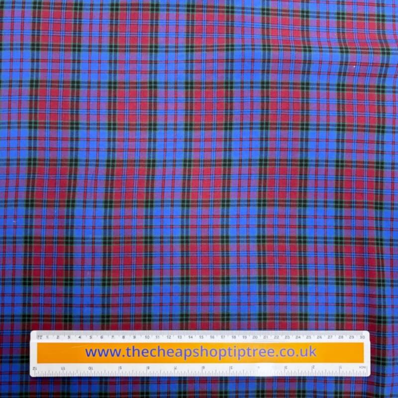 Royal Blue and Wine Cotton Flannel Check - The Cheap Shop Tiptree