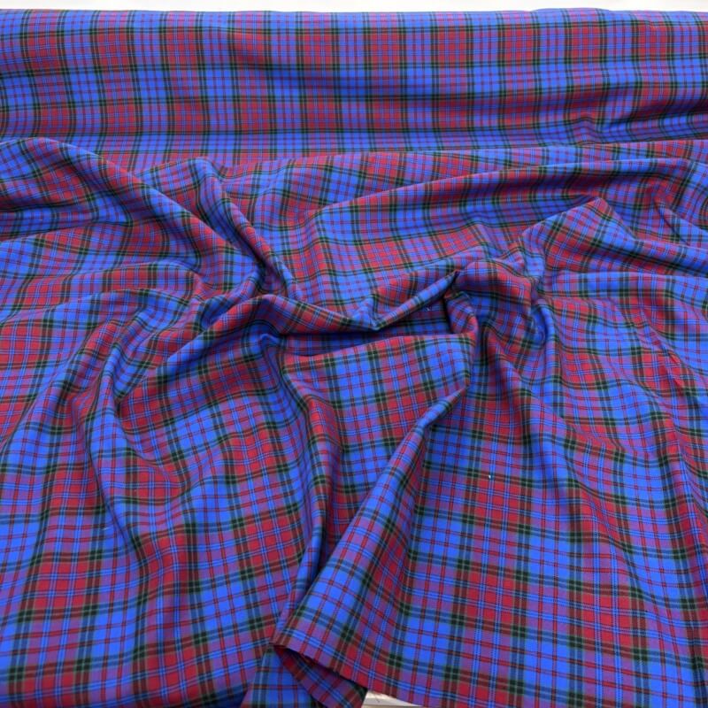 Royal Blue and Wine Cotton Flannel Check - The Cheap Shop Tiptree