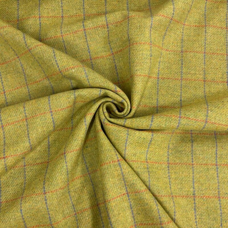 Olive Wool Tweed Check - The Cheap Shop Tiptree
