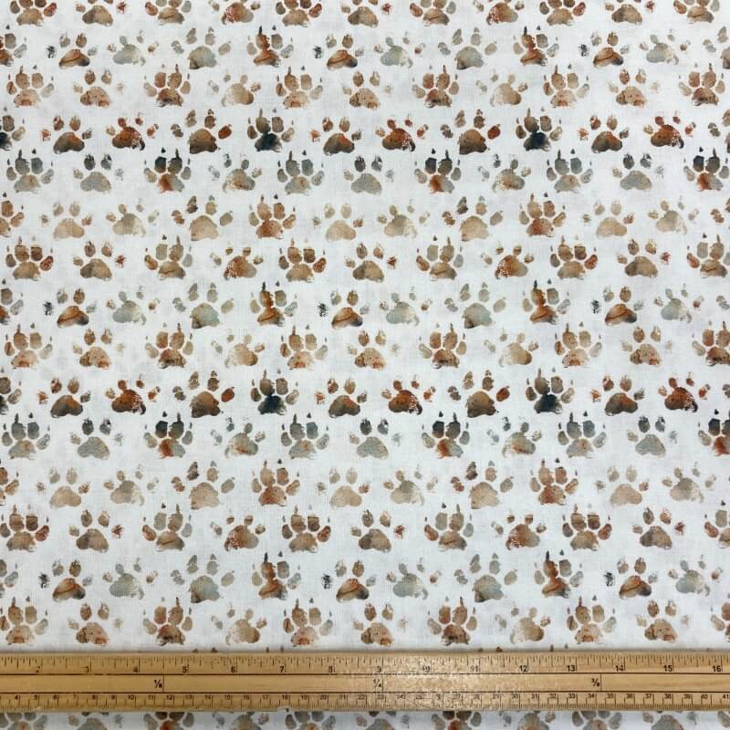 Muddy Dog Paw Prints Cotton - The Cheap Shop Tiptree