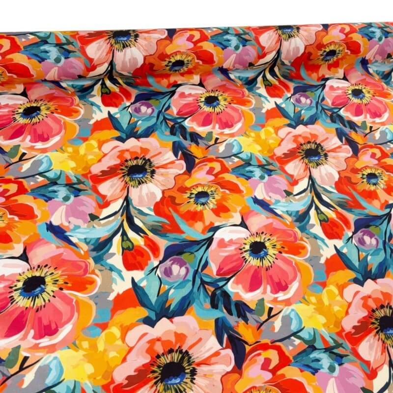 Big Flower Bright Cotton Canvas - The Cheap Shop Tiptree