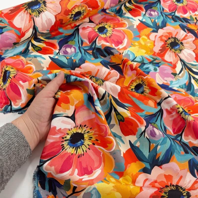 Big Flower Bright Cotton Canvas - The Cheap Shop Tiptree