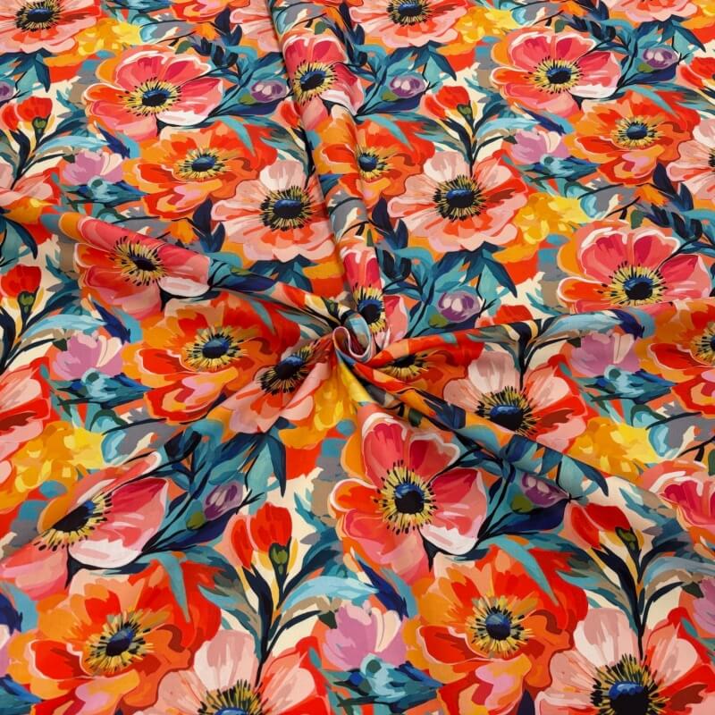 Big Flower Bright Cotton Canvas - The Cheap Shop Tiptree