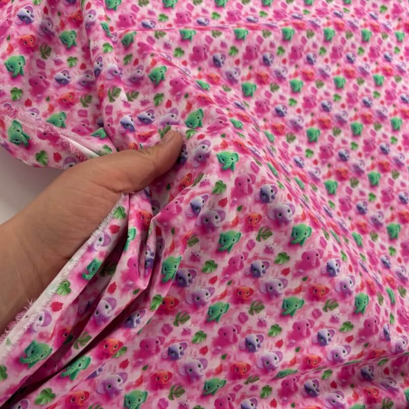 Mini Elephants Pink Cotton - The Cheap Shop Tiptree