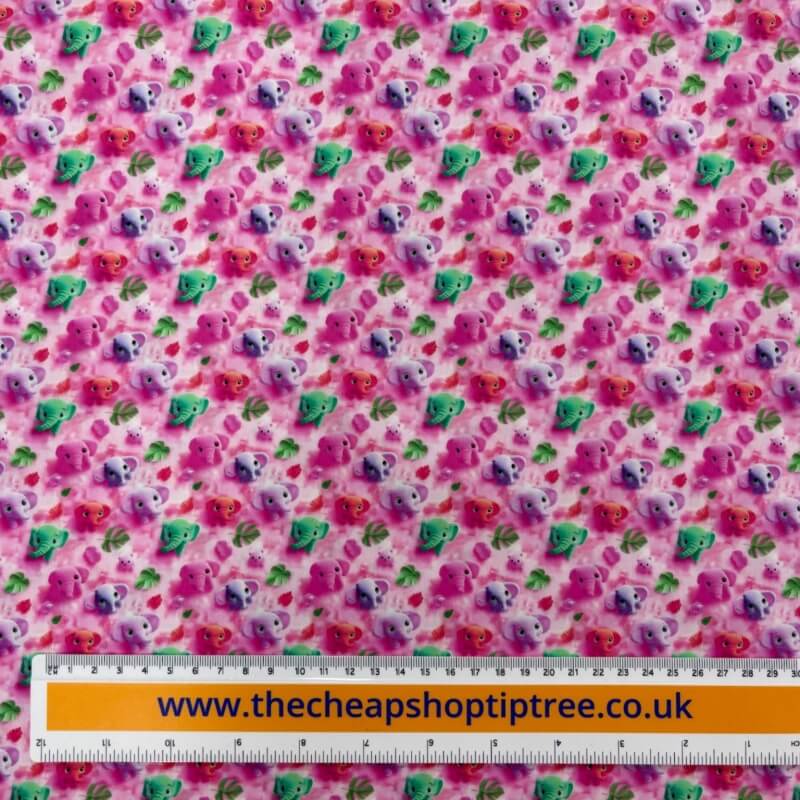 Mini Elephants Pink Cotton - The Cheap Shop Tiptree