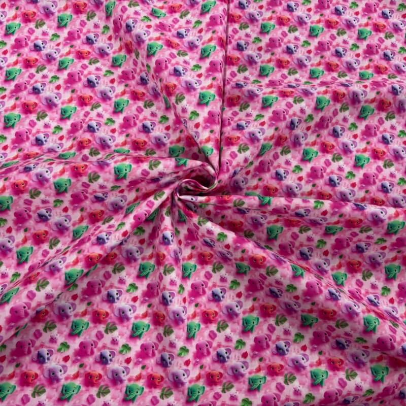 Mini Elephants Pink Cotton - The Cheap Shop Tiptree