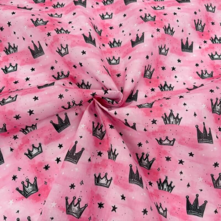 Princess Crowns Polycotton Fabric - The Cheap Shop Tiptree
