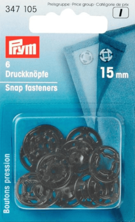 Prym Black Plastic 15mm Square Snap Fasteners - The Cheap Shop Tiptree