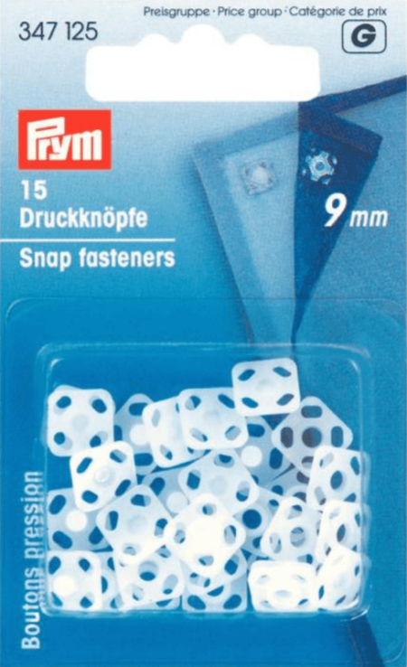 Prym White Plastic 9mm Square Snap Fasteners - The Cheap Shop Tiptree