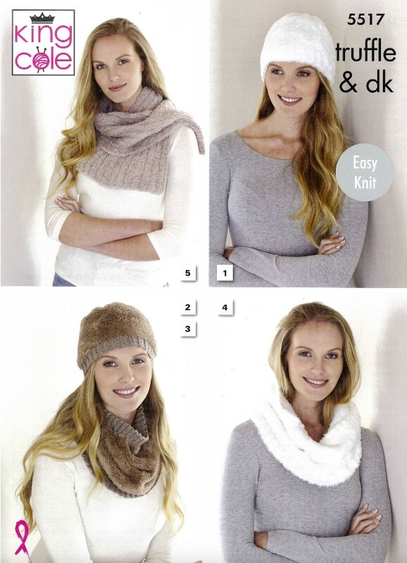 King Cole Hat, Cowl and Scarf Pattern 5517 - The Cheap Shop Tiptree