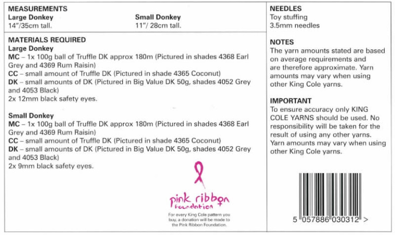 King Cole Donkeys Pattern 9159 - The Cheap Shop Tiptree