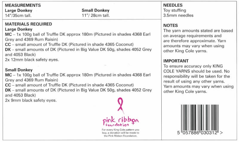 King Cole Donkeys Pattern 9159 - The Cheap Shop Tiptree