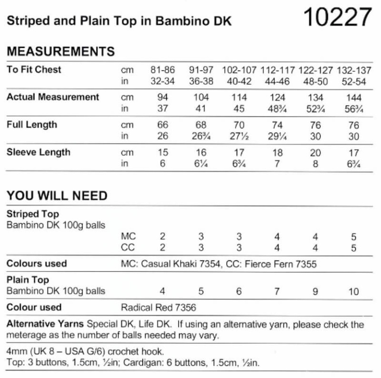 Stylecraft Crochet Stripes and Plain Top Pattern 10227 - The Cheap Shop ...