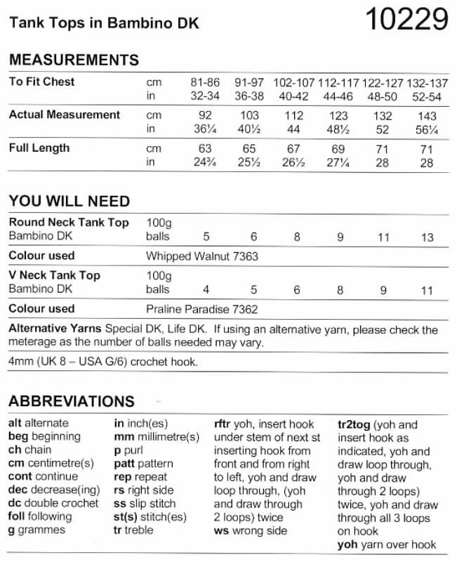 Stylecraft Crochet Tank Tops Pattern 10229 - The Cheap Shop Tiptree